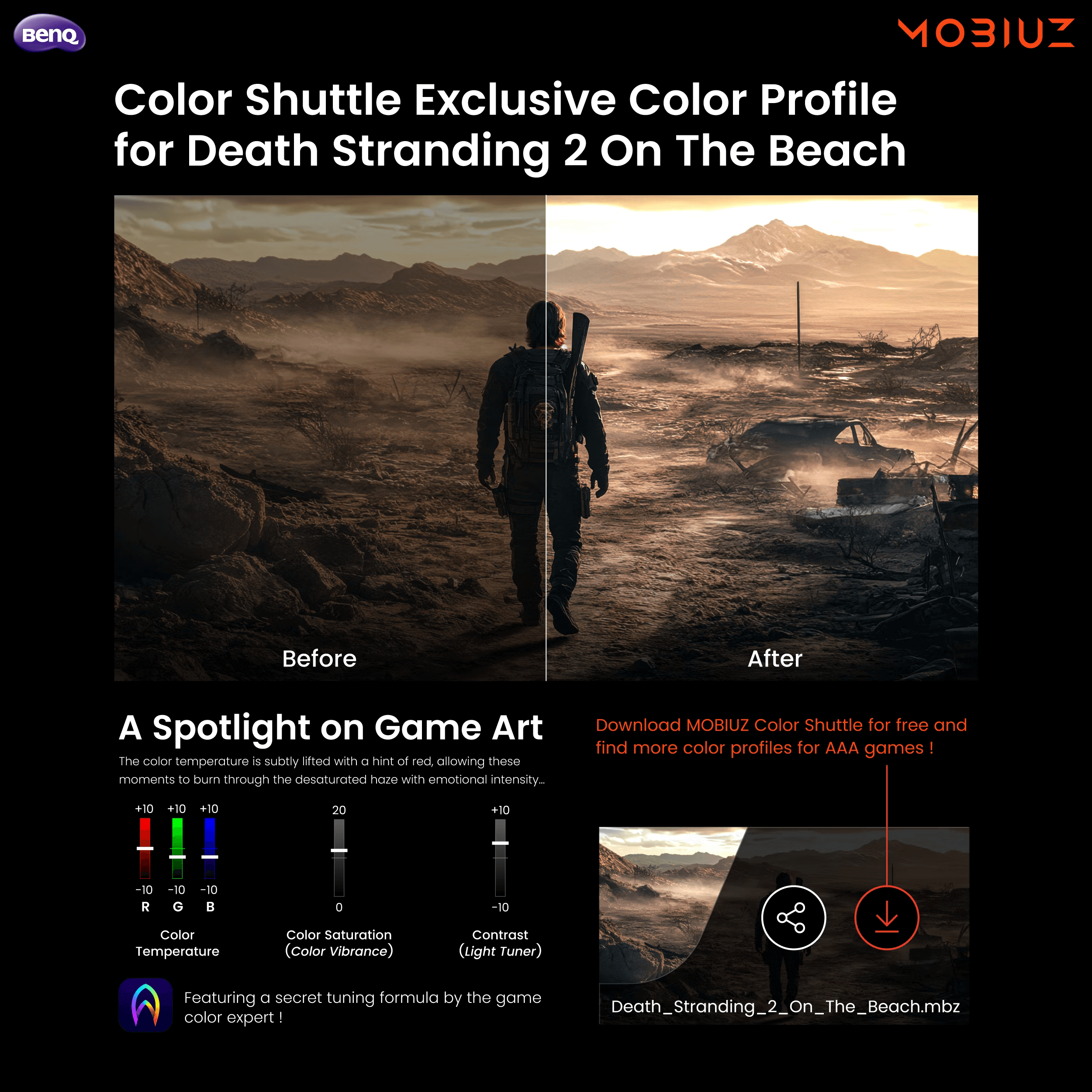 使用 MOBIUZ Color Shuttle 探索專為 3A 大作設計的出色遊戲色彩數值｜BenQ 台灣
